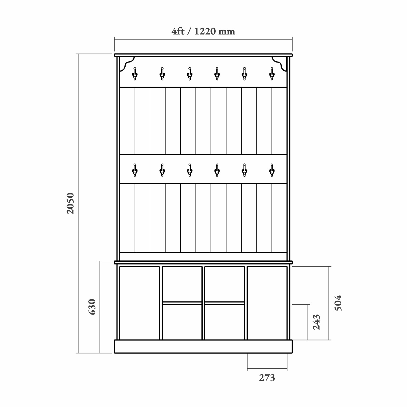 Boot Room Storage Bench - Extra Rail - Willis & Stone : Willis & Stone