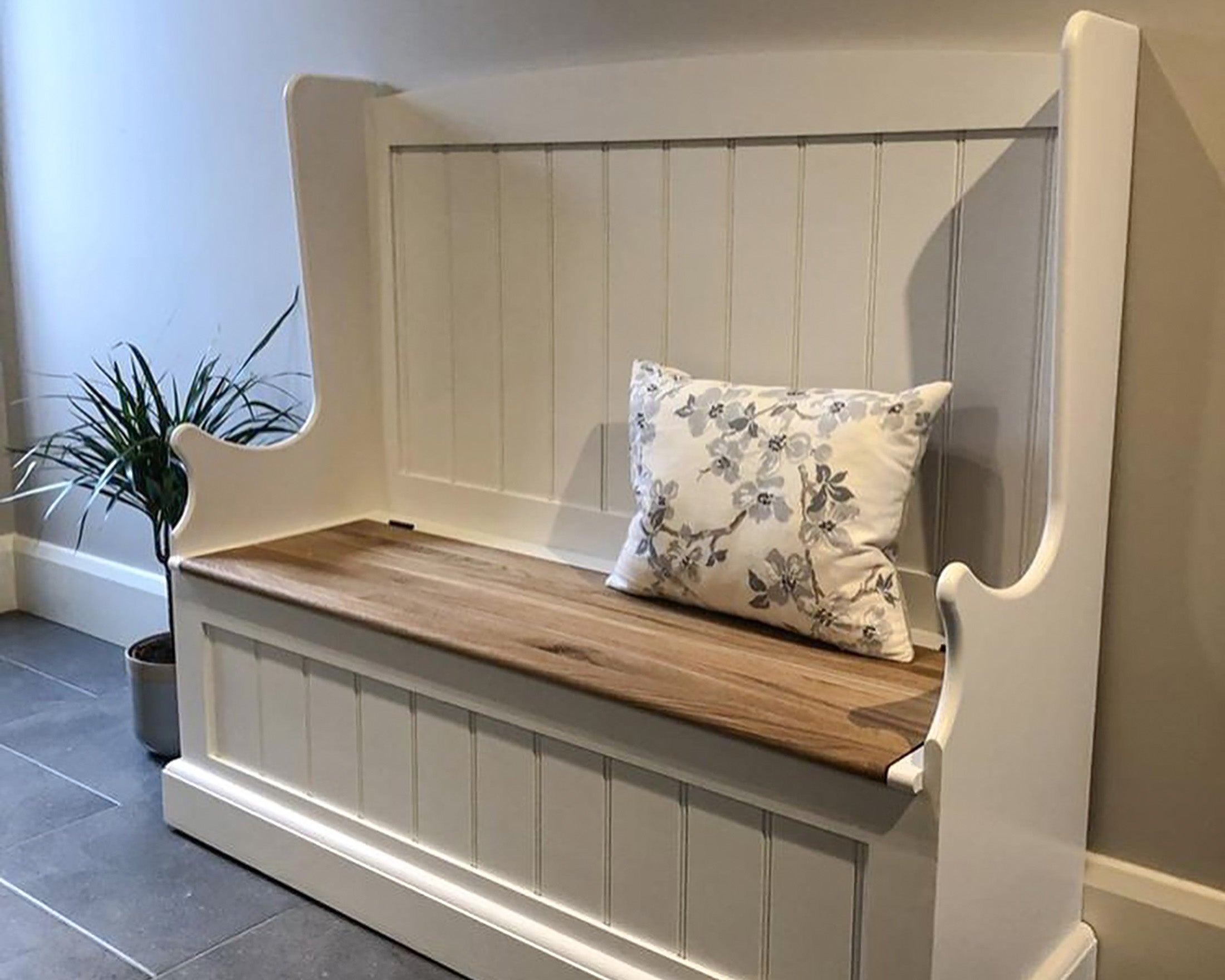 Hallway Monks Bench with Oak Storage Seat - Willis & Stone : Willis & Stone