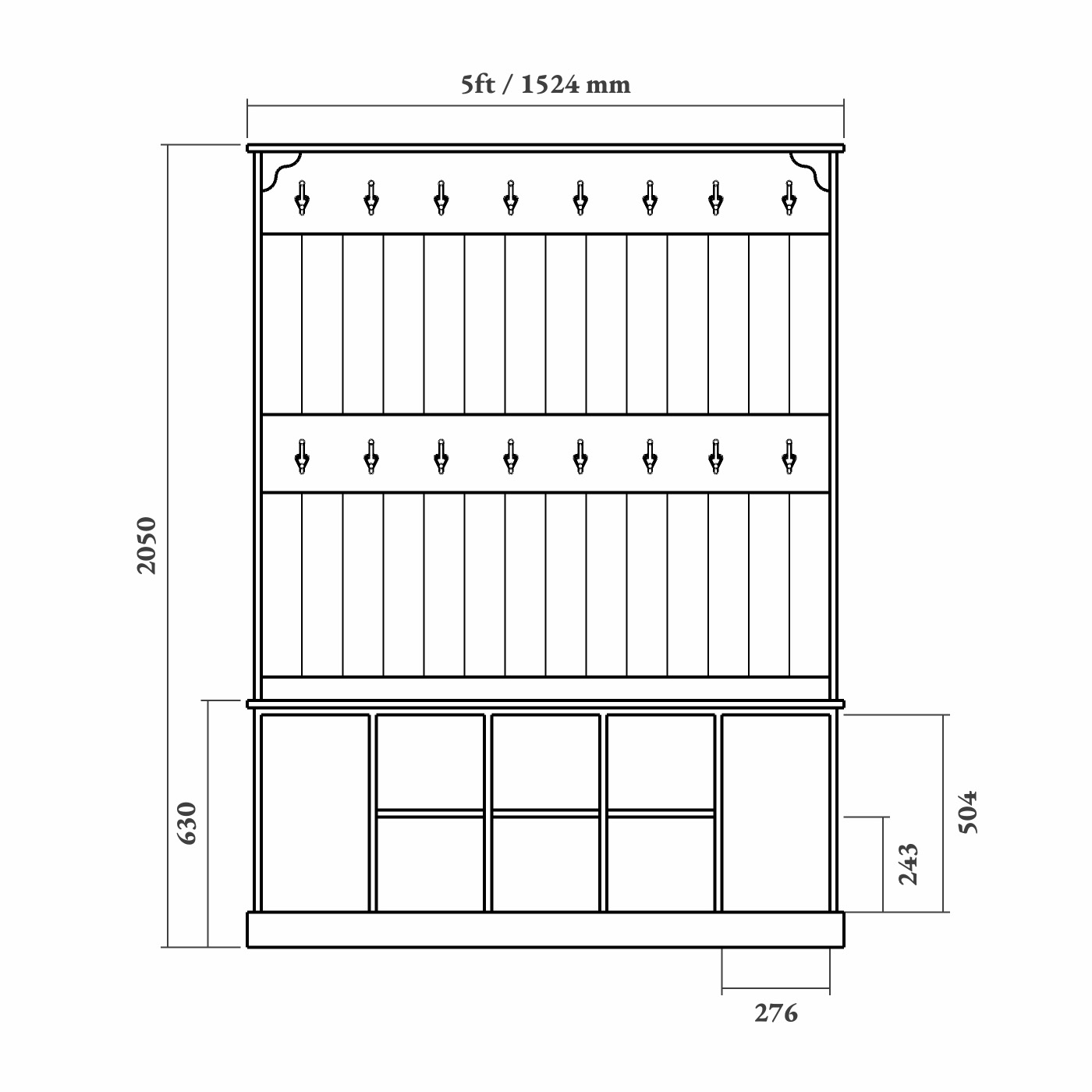 Boot Room Storage Bench - Extra Rail - Willis & Stone : Willis & Stone