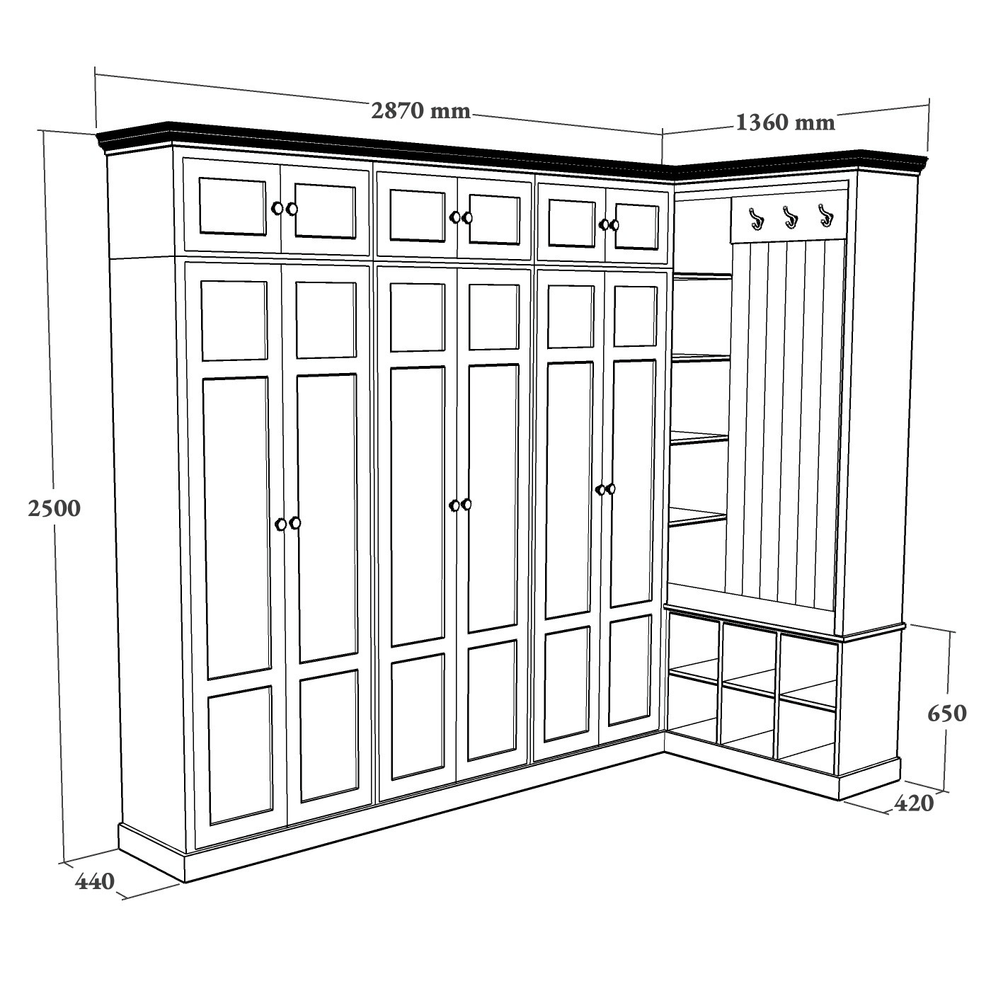 Extra Tall Corner Boot Room Bench - Willis & Stone : Willis & Stone