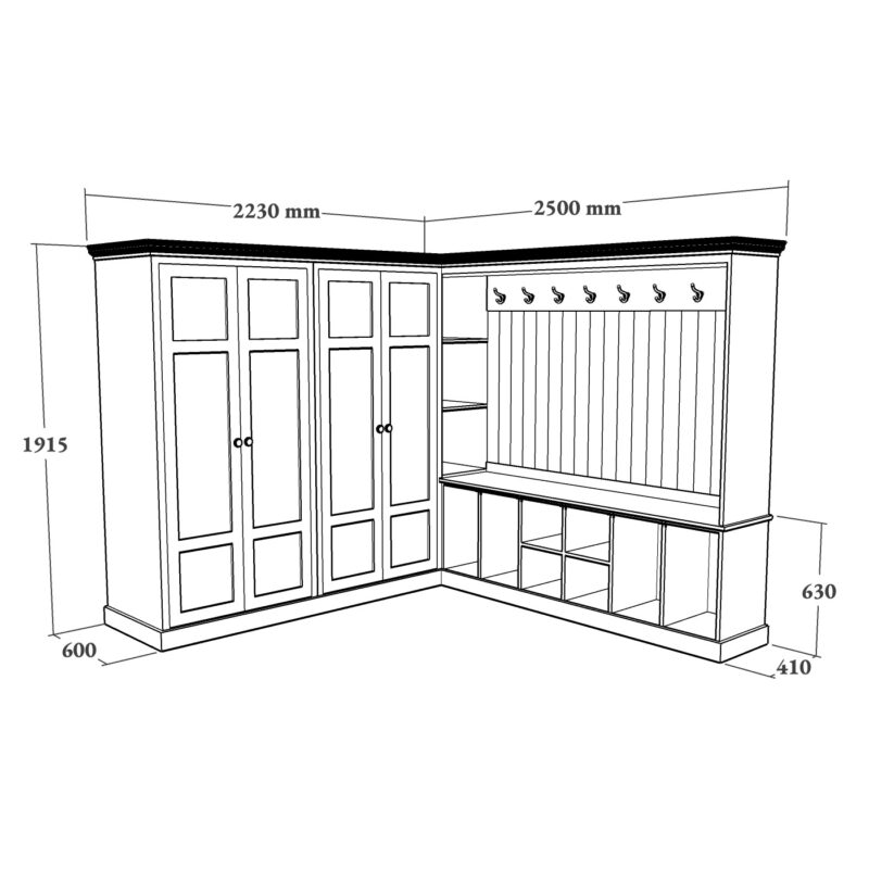 Large Corner Boot Room Bench - Willis & Stone : Willis & Stone
